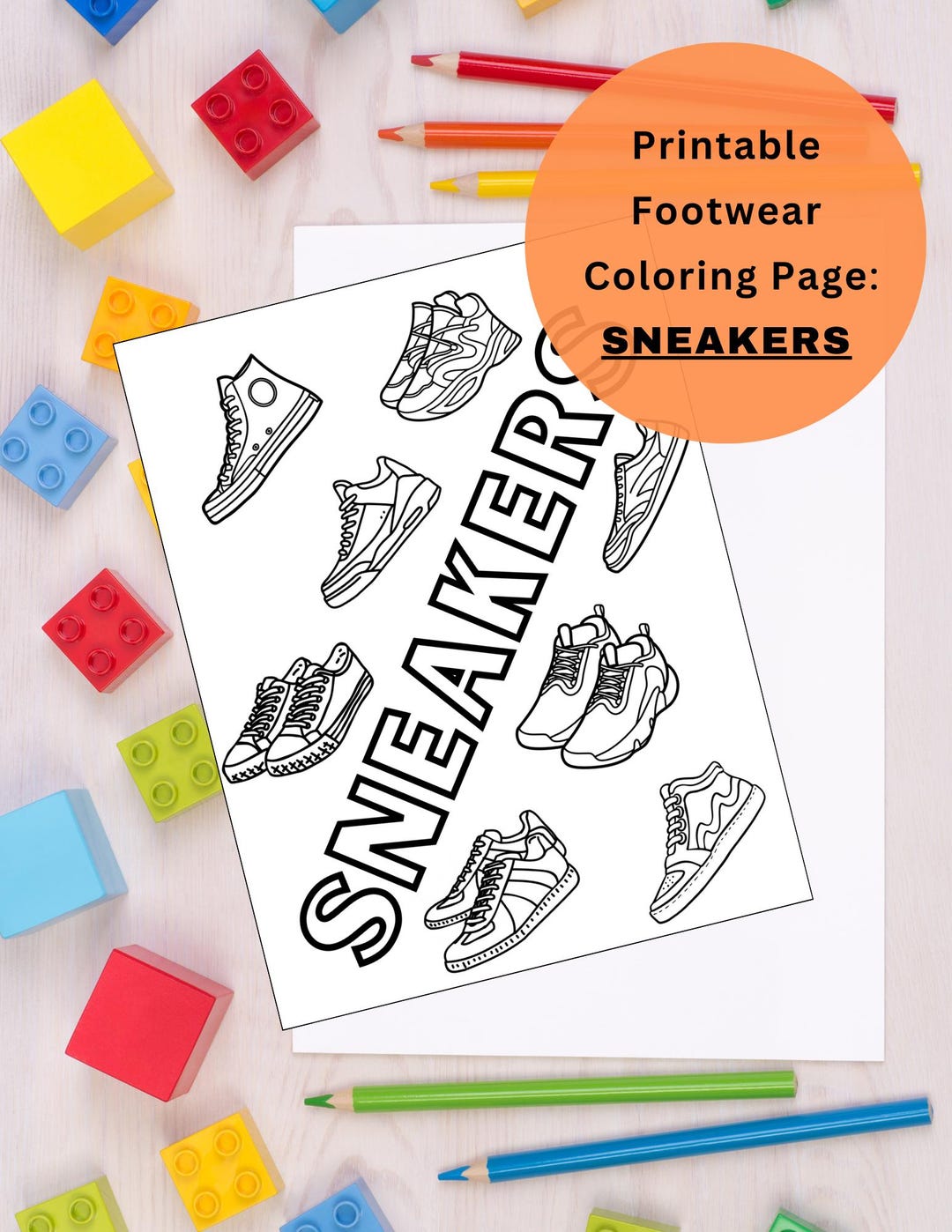 Downloadable Sneakers Coloring Page- Footwear Themed, Kid & Adult ...