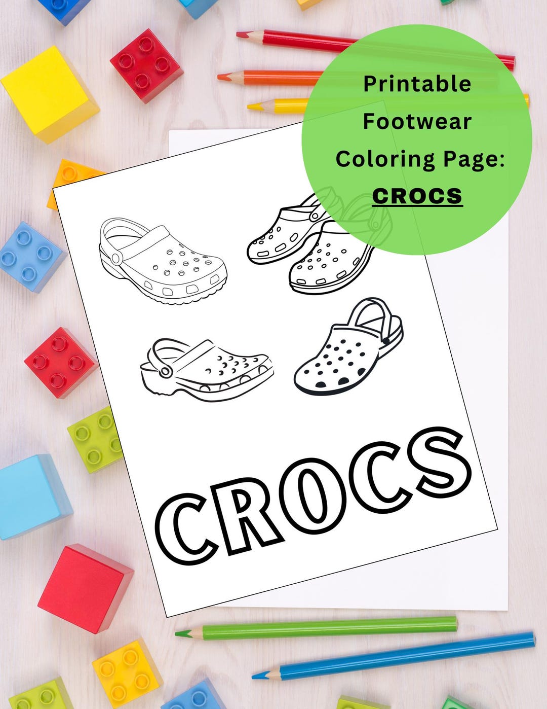 Downloadable Crocs Coloring Page Footwear Themed, Kid & Adult Activity ...