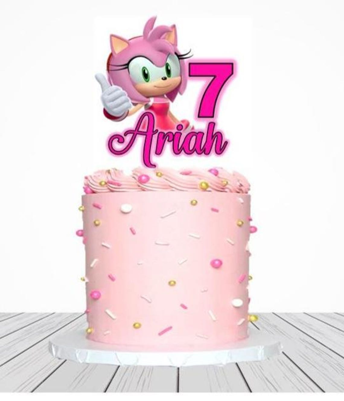 SONIC HEDGEHOG Amy Rose Personalised Glossy Cardstock Cake Topper ...