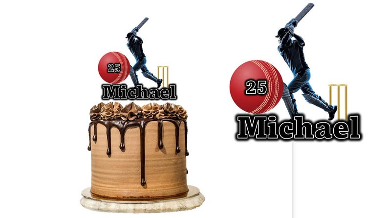 CRICKET Theme Personalised Cake Topper - Etsy