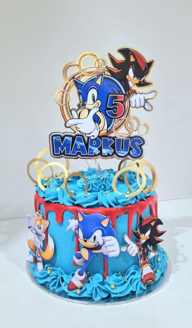 SONIC Hedgehog THEME Personalised Cake Topper Set - Etsy