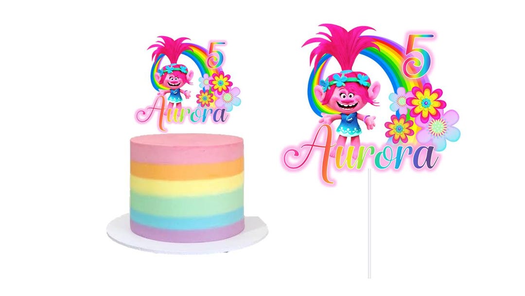 Poppy Trolls THEME Personalised Cake Topper - Etsy