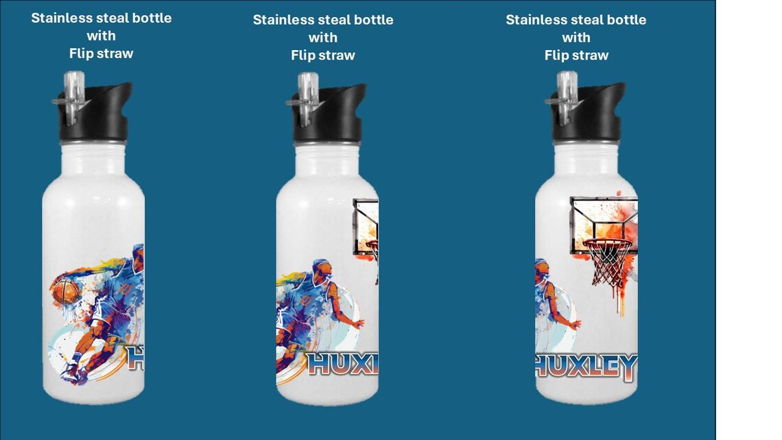 Personalised Basketball Theme 750ml Stainless Steel Water Drink Bottle ...