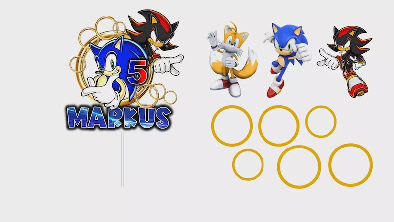 SONIC Hedgehog THEME Personalised Cake Topper Set - Etsy