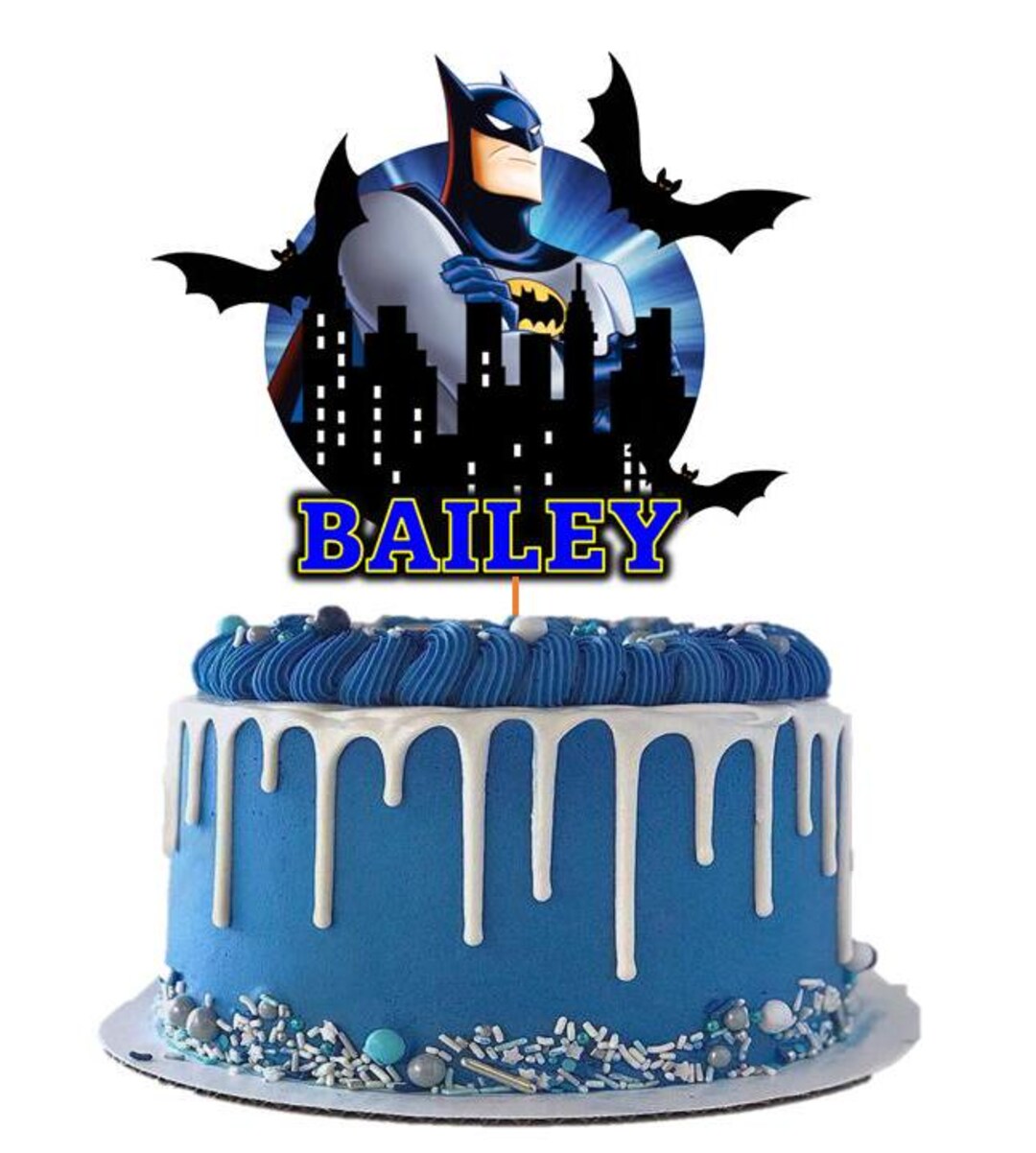 BATMAN Theme Personalised Cake Topper - Etsy