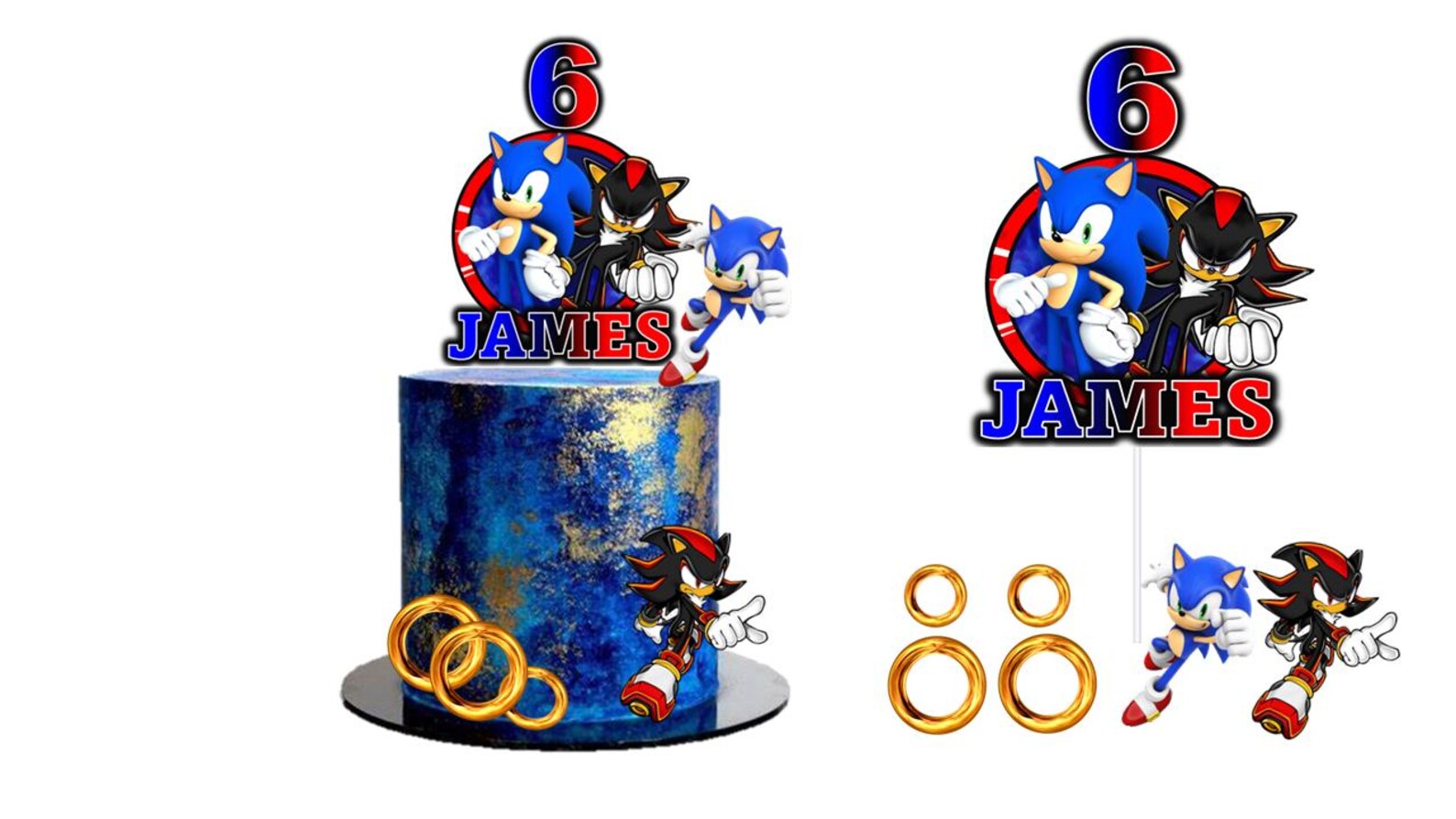 SONIC Hedgehog THEME Personalised Cake Topper Set - Etsy