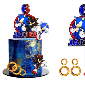 SONIC Hedgehog THEME Personalised Cake Topper Set - Etsy