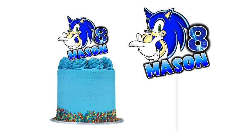 SONIC Hedgehog THEME Personalised Cake Topper - Etsy