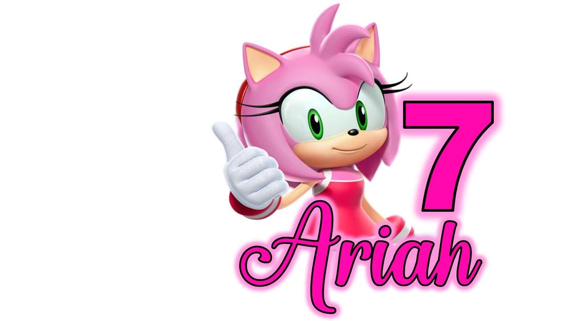 SONIC HEDGEHOG Amy Rose Personalised Glossy Cardstock Cake Topper ...