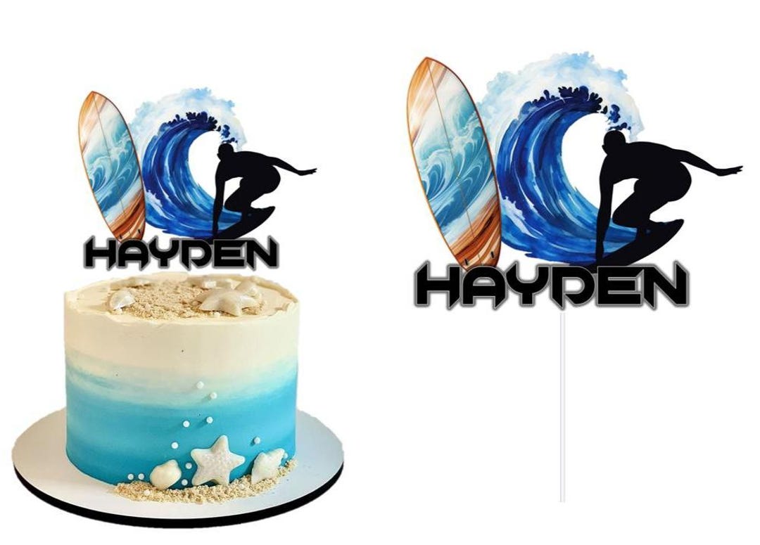 SURFING Surfboard BEACH THEME Personalised Cake Topper - Etsy