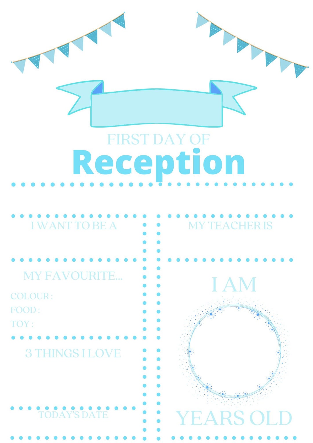 First Day of Reception blue DIGITAL - Etsy