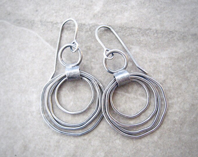 Metalwork Earrings Artisan Jewelry Oxidized Silver Organic | Etsy