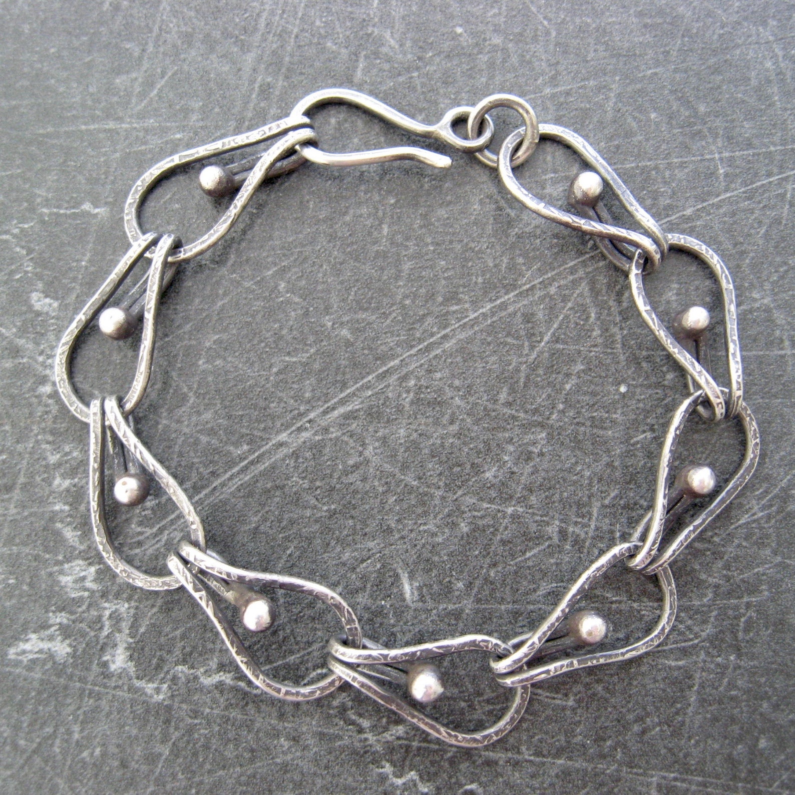 Fine Silver Bracelet Forged Silver Links Oxidized Silver - Etsy