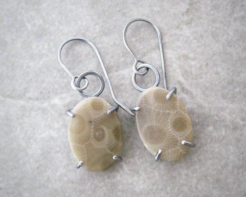 Fossil Earrings Petoskey Stones Metalwork Jewelry Oxidized | Etsy