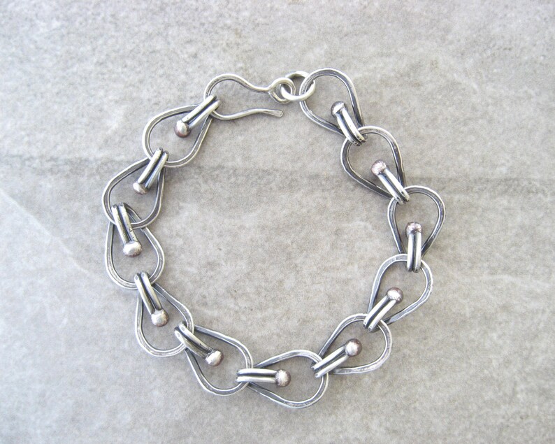 Fine Silver Bracelet Forged Silver Links Oxidized Silver - Etsy