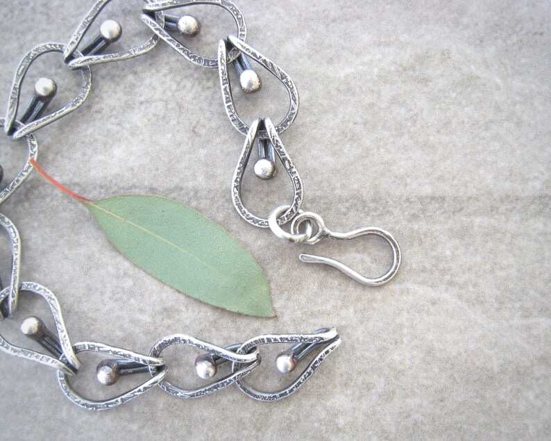 Fine Silver Bracelet Forged Silver Links Oxidized Silver - Etsy