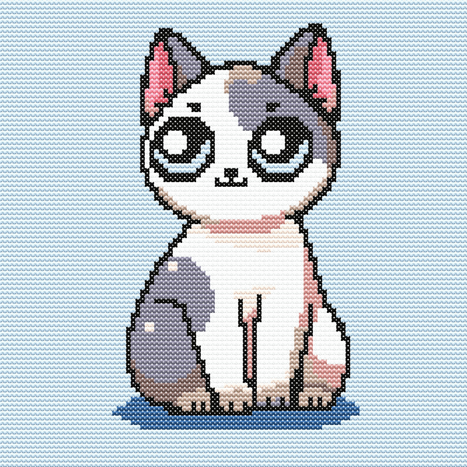 Manx Cat Cross Stitch Pattern 100x100 Stitches Instant Download Easy-to ...