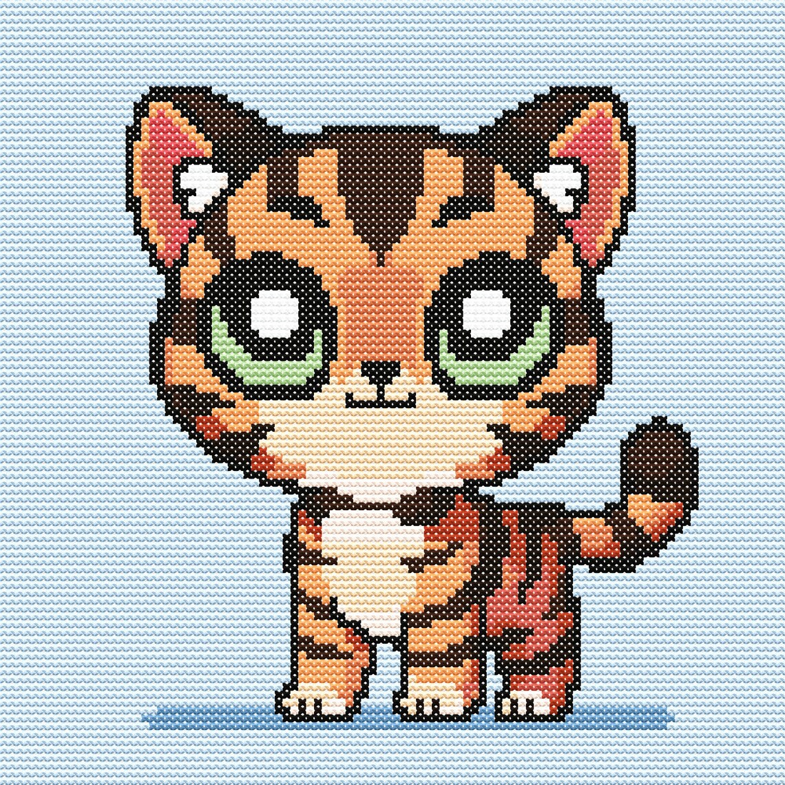 Toyger Cat Cross Stitch Pattern - 100x100 Stitches - Instant PDF ...