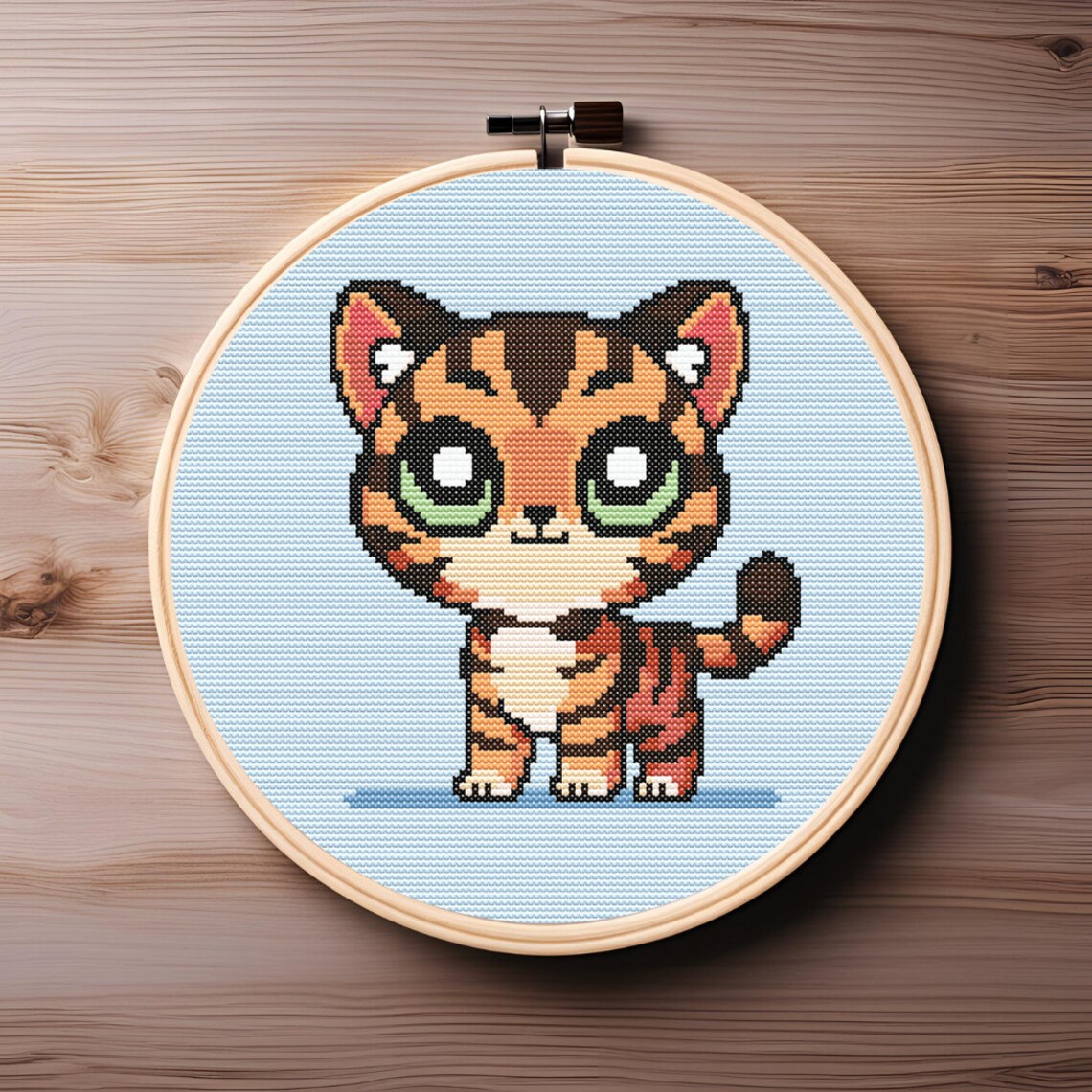 Toyger Cat Cross Stitch Pattern - 100x100 Stitches - Instant PDF ...