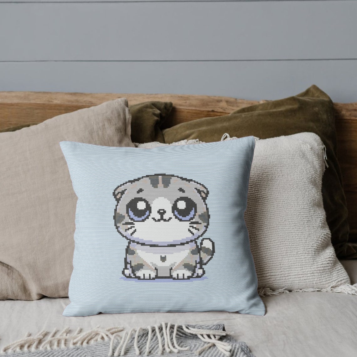 Scottish Fold Cat Cat Cross Stitch Pattern 100x100 Stitches Instant ...