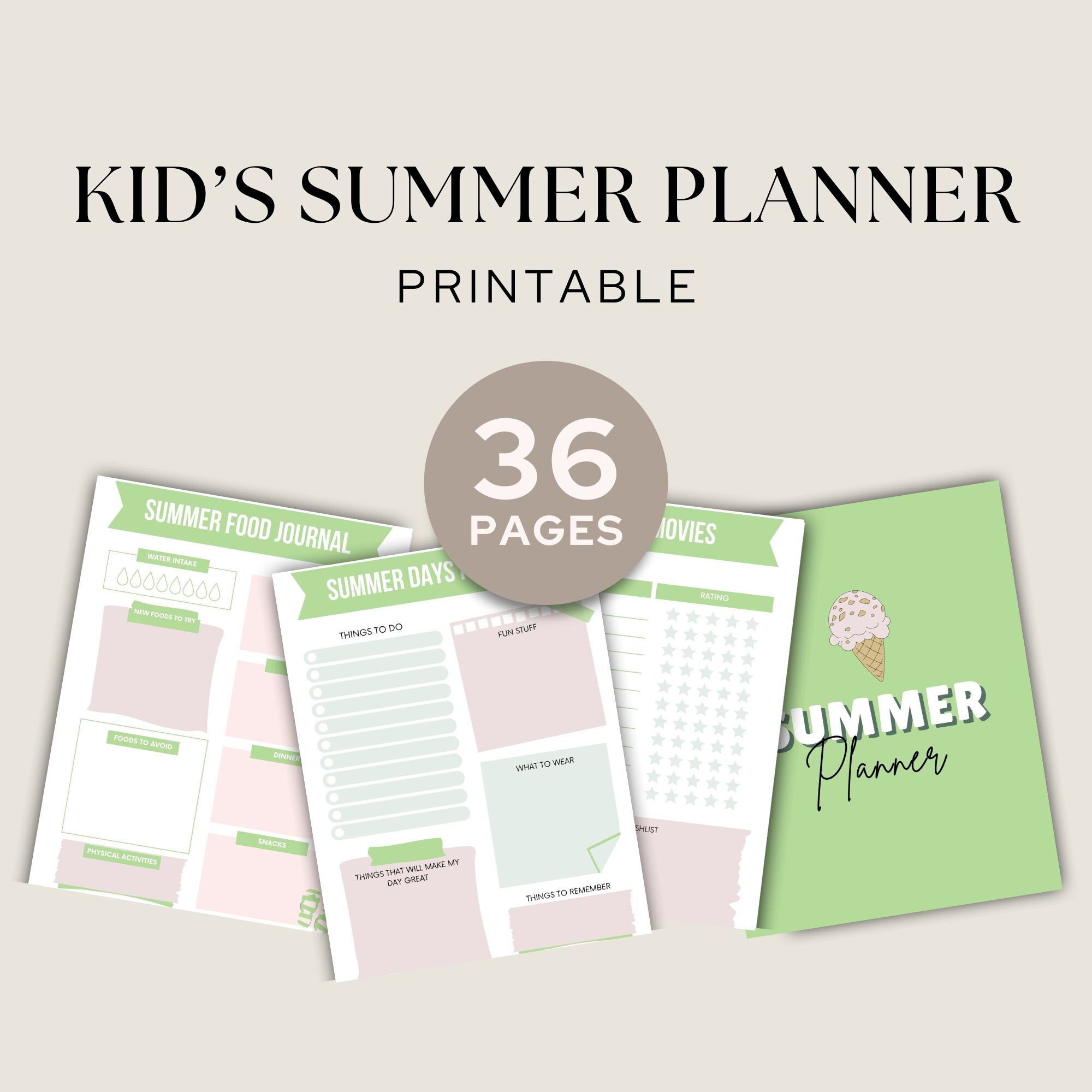 2024 Summer Planner for Kids: Printable Chore Chart, Bucket List ...