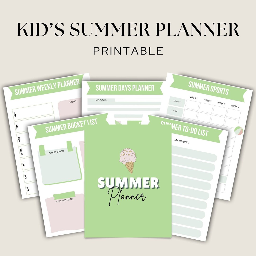 2024 Summer Planner for Kids: Printable Chore Chart, Bucket List ...