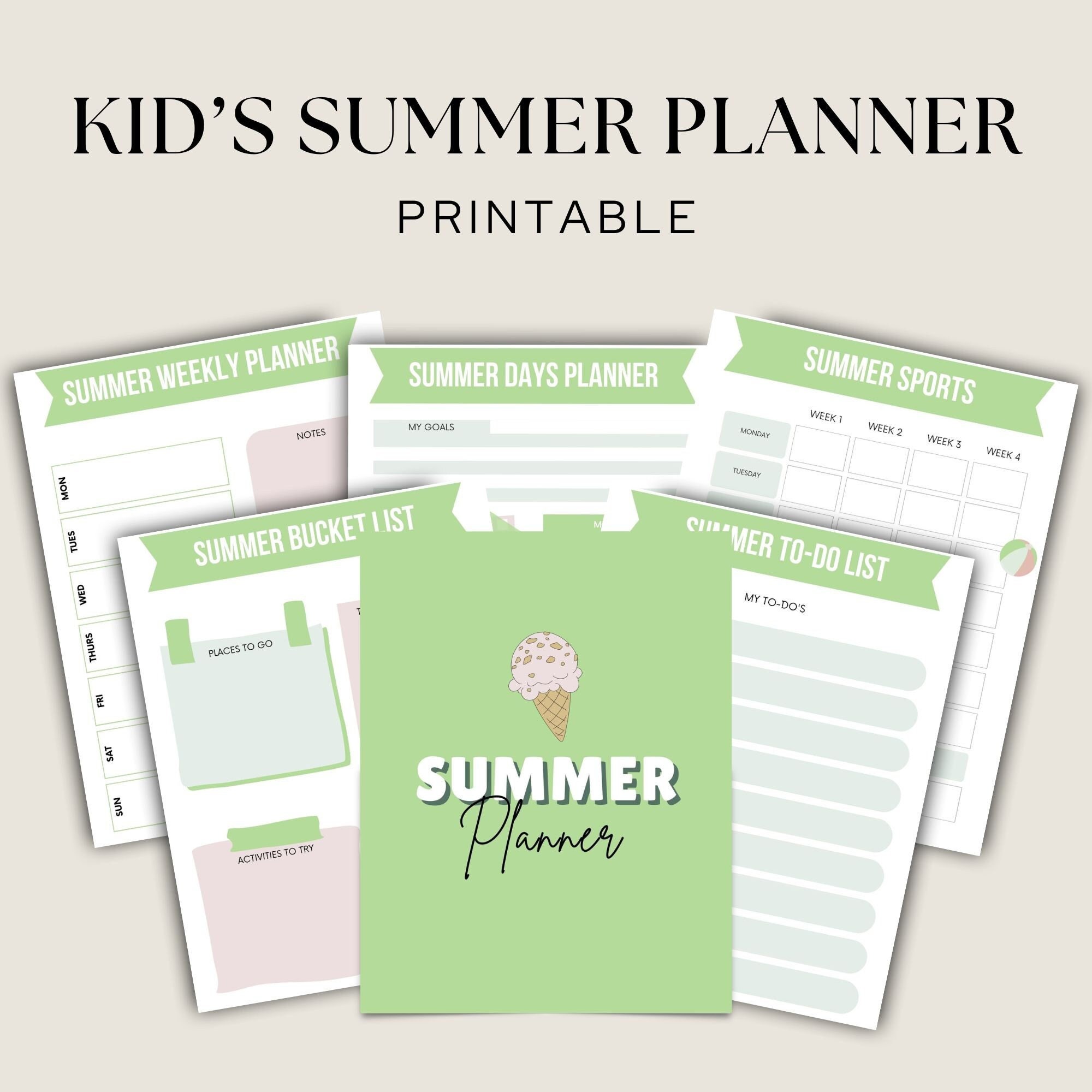 2024 Summer Planner for Kids: Printable Chore Chart, Bucket List ...
