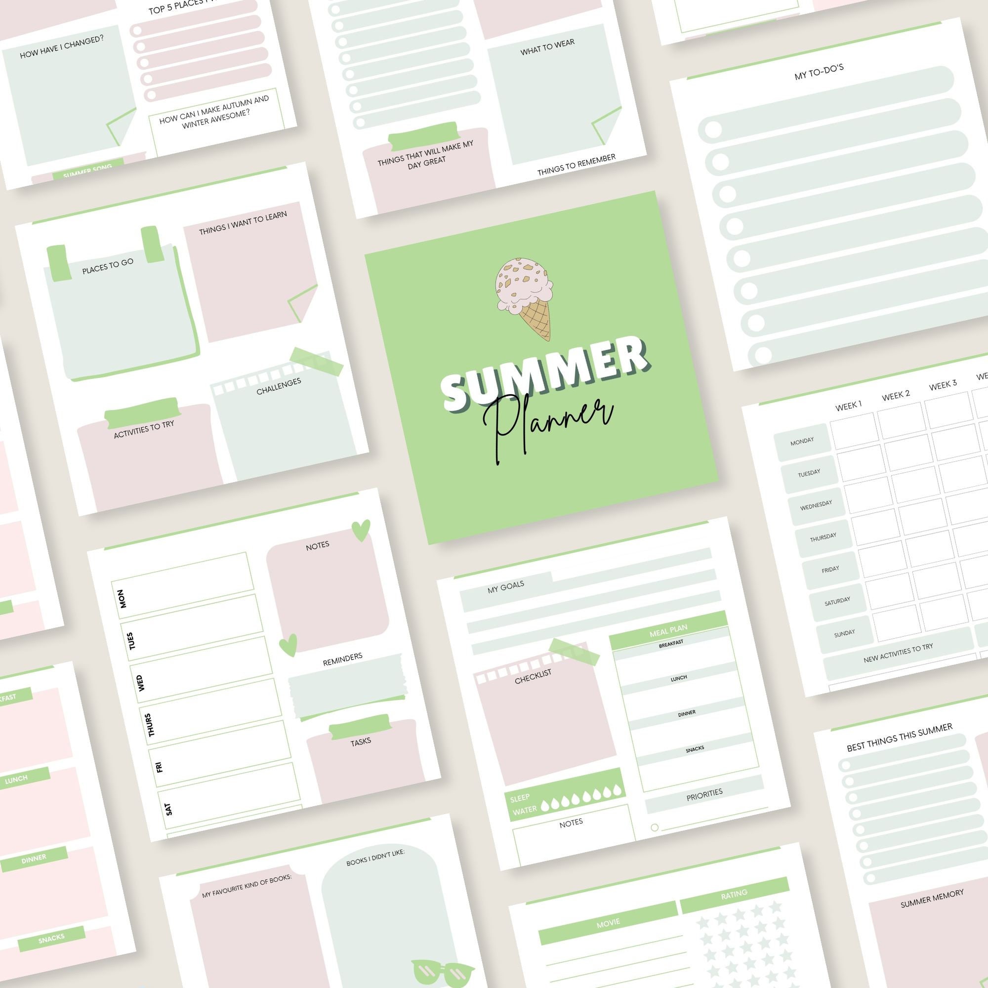2024 Summer Planner for Kids: Printable Chore Chart, Bucket List ...