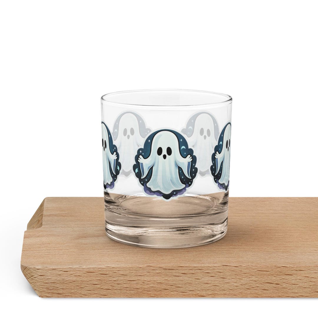 Midnight Ghost Rocks Glass: Halloween Cocktail Glass - Etsy