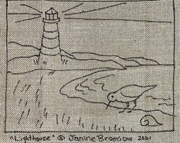 Lighthouse Landscape Rug Hooking Pattern on LINEN 11 X 14 Inches - Etsy