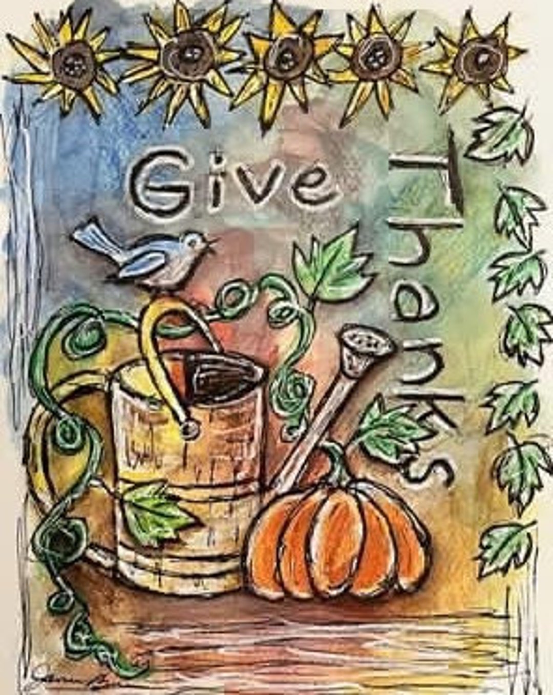 Give Thanks Rug Hooking Pattern Downloadable PDF 18 X 18 Inches Square ...