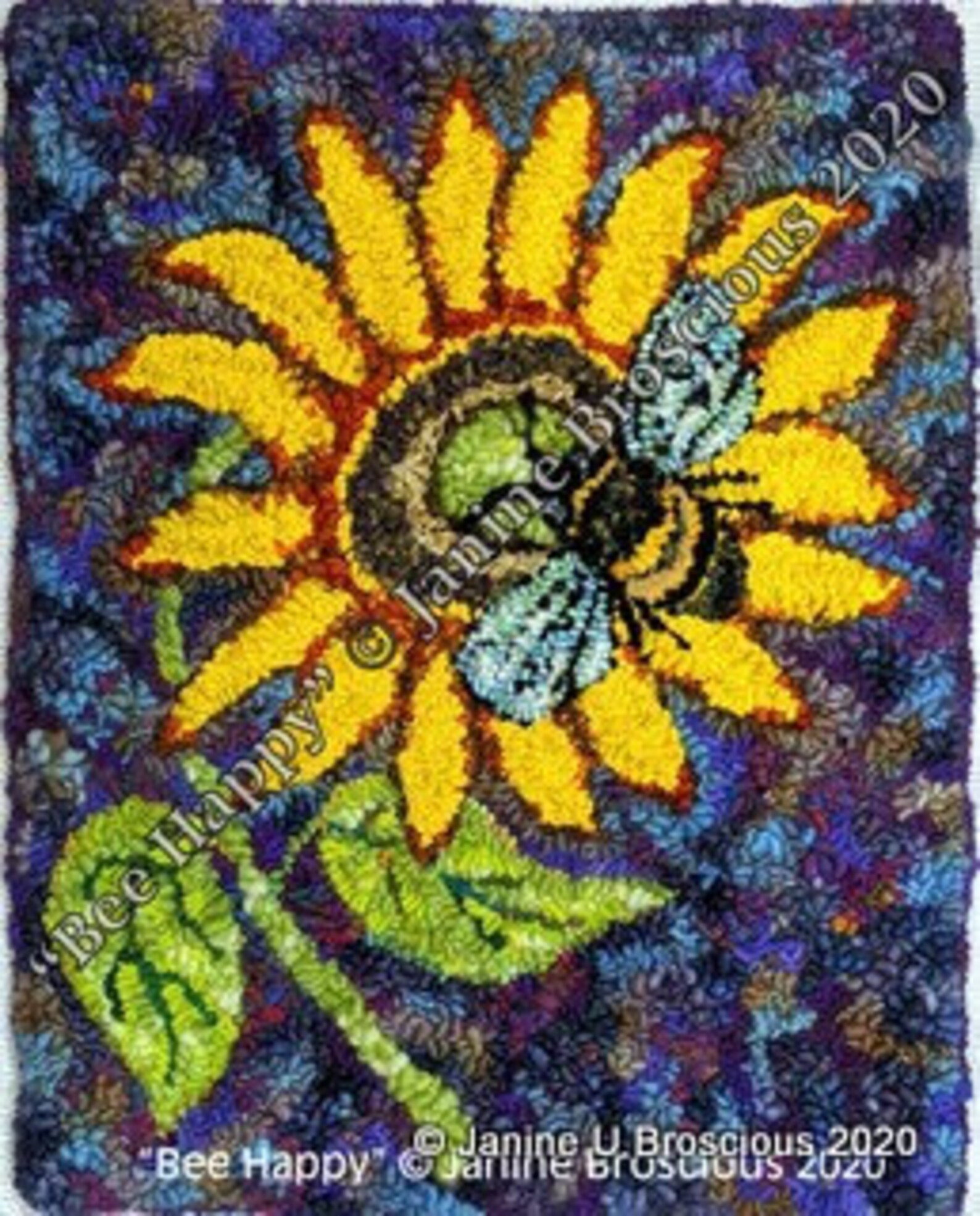 Bee Happy Rug Hooking Pattern on Linen 12x16 - Etsy