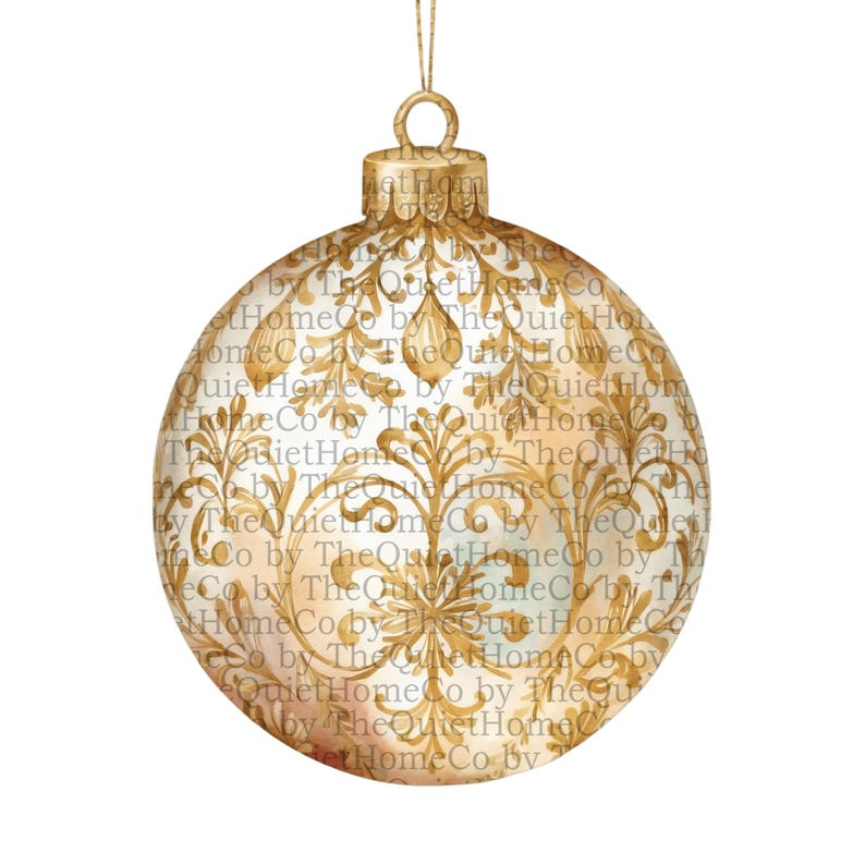 15 Gold Christmas Ornament Clipart Set | Watercolor Holiday Baubles ...