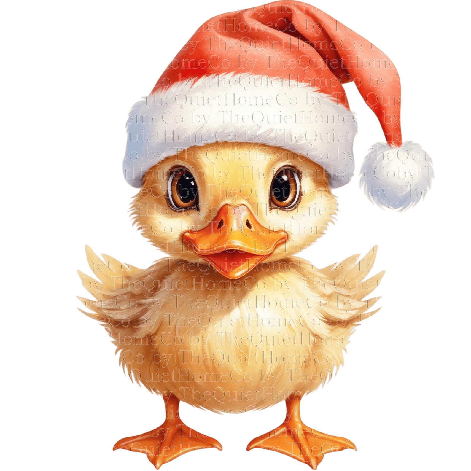 19 Christmas Duckling Clipart PNG Set | Watercolor Santa Hat Baby Duck ...