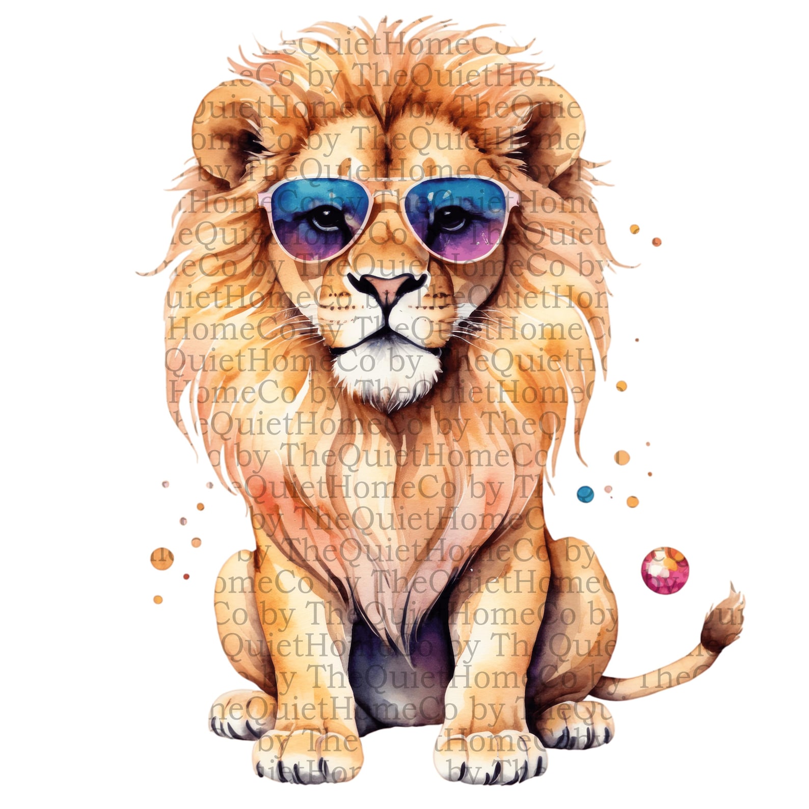 18 Watercolor Lion Clipart Set | PNG Cute Lions With Balloons ...