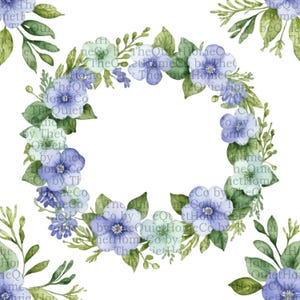 20 Blue Floral Wreath Clipart | Watercolor Flower PNG Bundle (digital ...