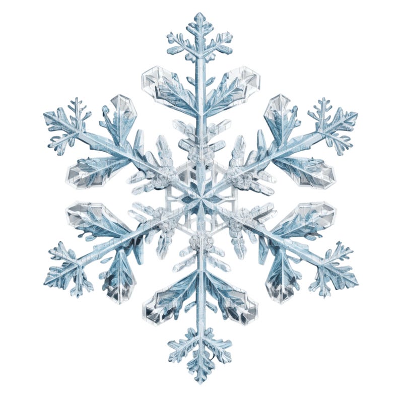 Blue & Silver Snowflake Clipart Set: Winter Snow Crystals (PNG Download ...