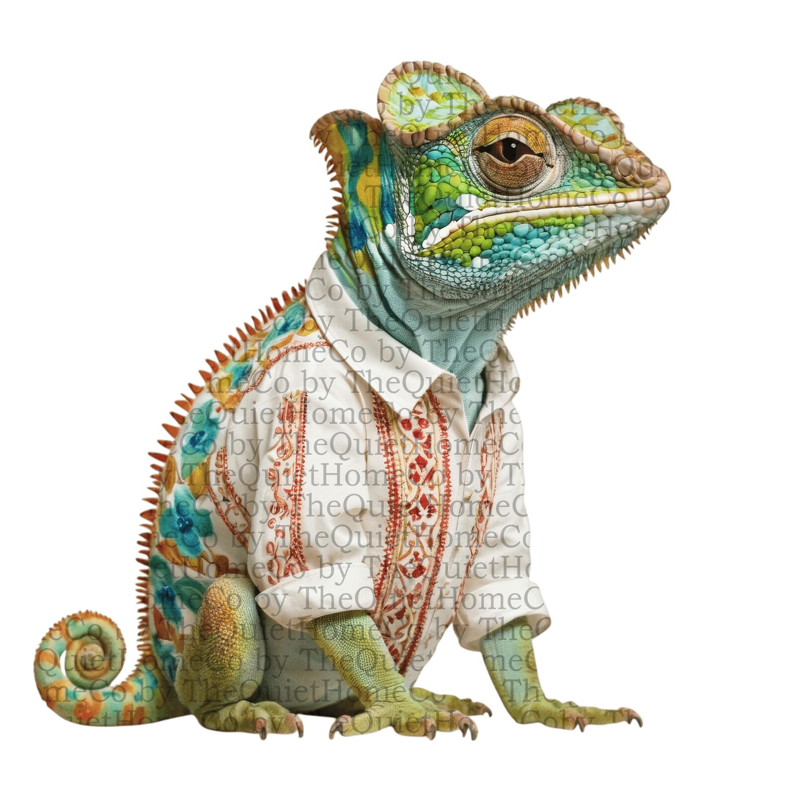 13 Watercolor Chameleon PNG Clipart | Dressed-up Lizards in Patterned ...