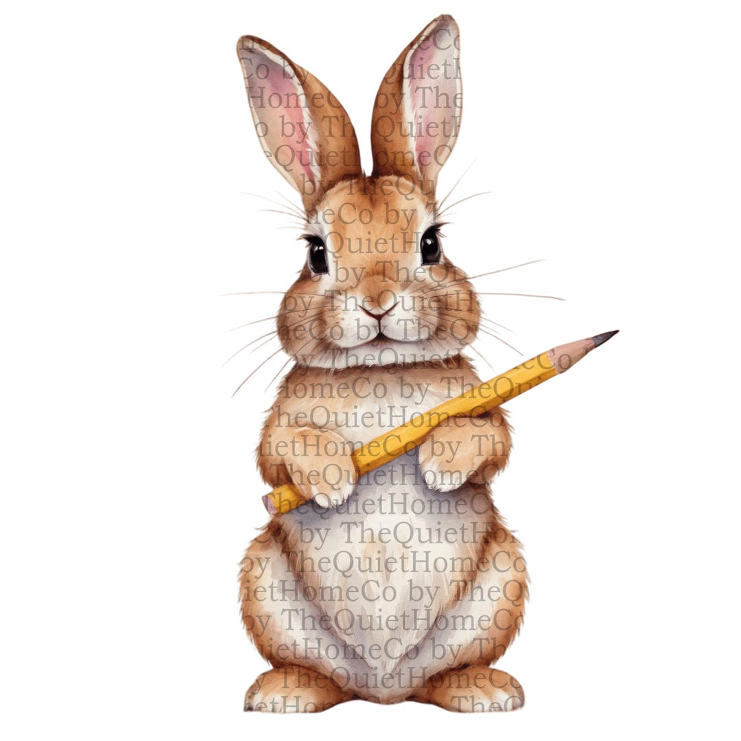 17 Watercolor Bunny Teacher Clipart Bundle | PNG Educational Rabbits ...