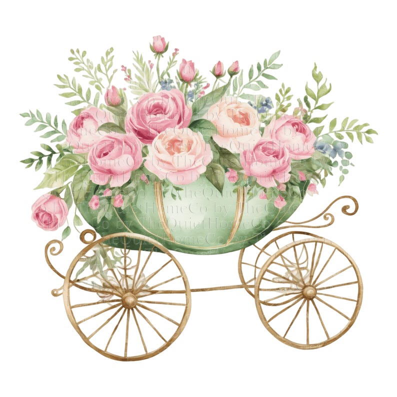 21 Watercolor Princess Carriage Clipart | Floral Fairytale Pngs | Set ...