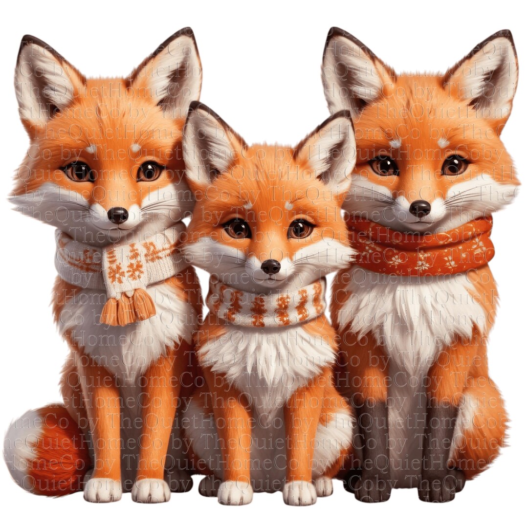 18 Christmas Fox Clipart PNG | Winter Fox Family Illustrations | Set ...