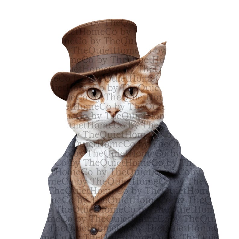 10 Gentleman Cat PNG Clipart Set | Watercolor Aristocrat Cats in Coats ...