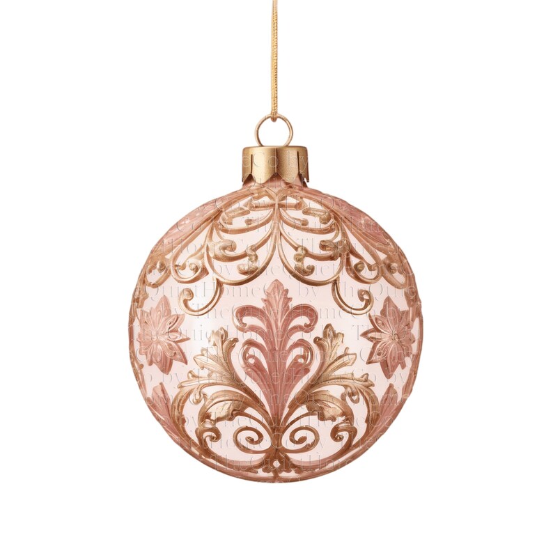 Pink & Gold Christmas Ornament Clipart: Elegant Baubles (PNG Set ...