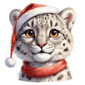 19 Cute Christmas Snow Leopard Clipart Set | Watercolor Baby Snow ...