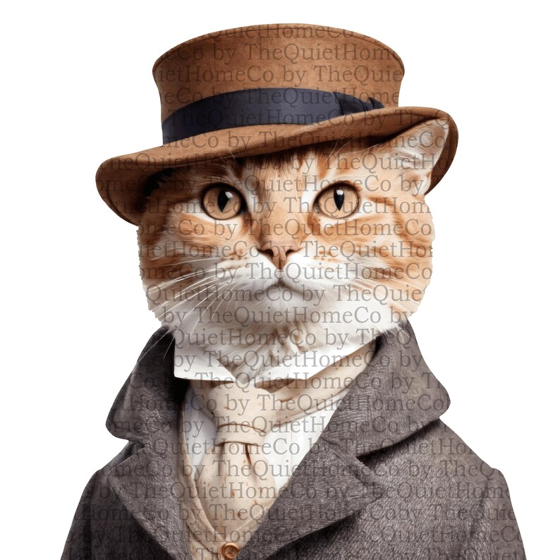 10 Gentleman Cat PNG Clipart Set | Watercolor Aristocrat Cats in Coats ...
