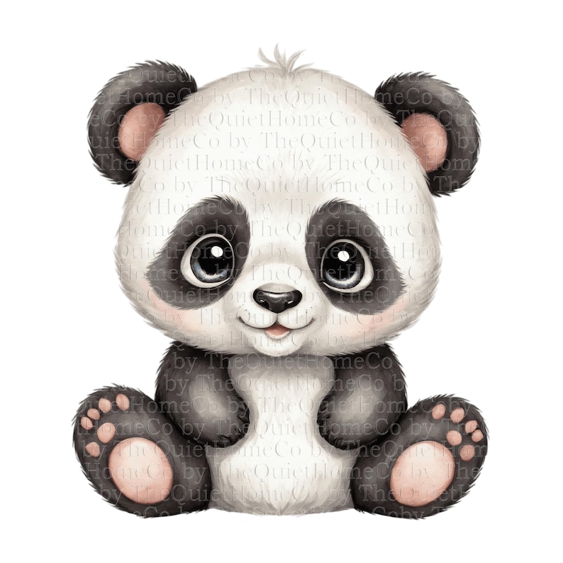 19 Watercolor Baby Panda Clipart | Nursery Art PNG Set (digital ...