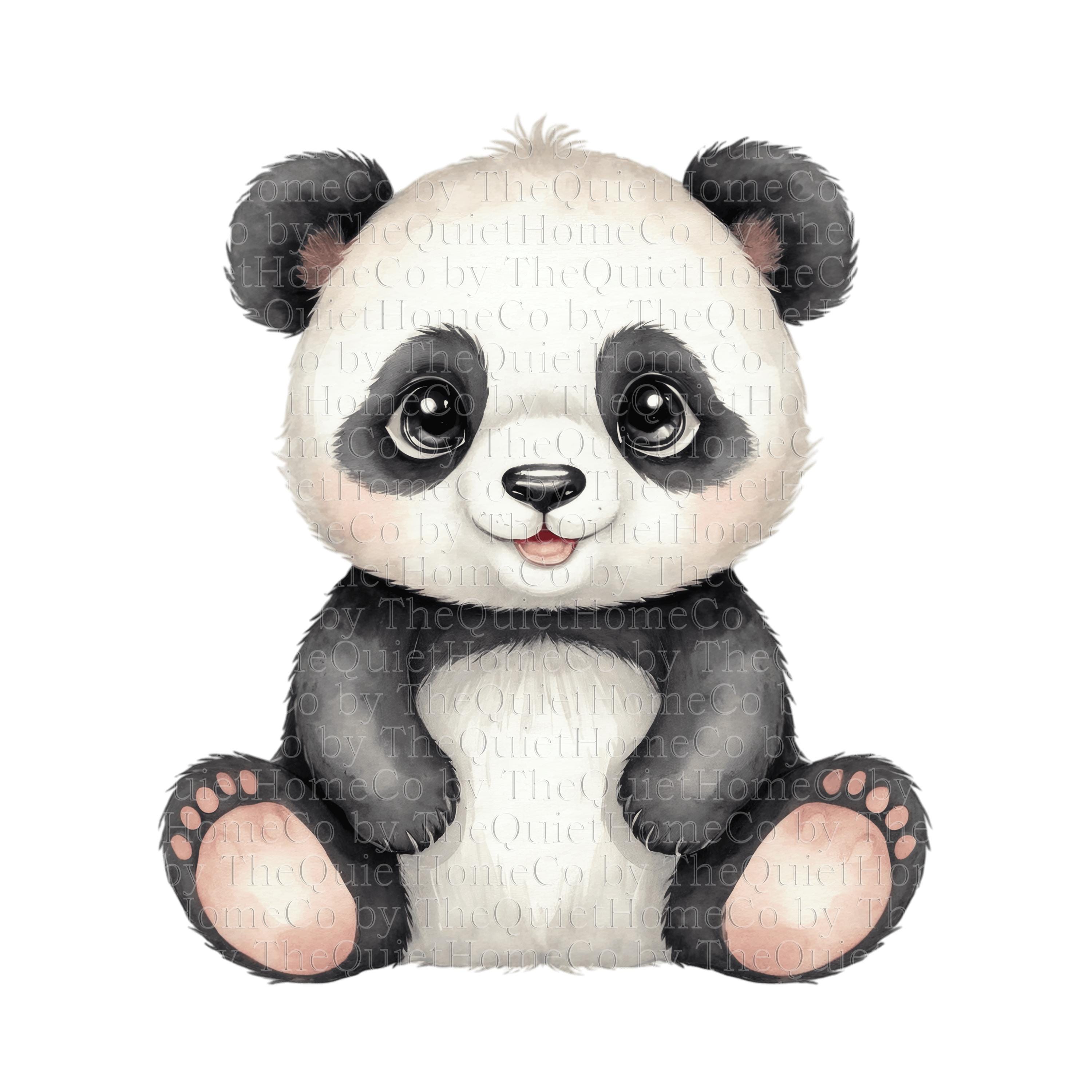 19 Watercolor Baby Panda Clipart | Nursery Art PNG Set (digital ...