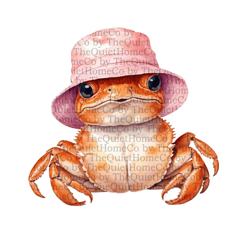 32 Beach Crab PNG Clipart Set | Cute Watercolor Crabs in Buckets & Sun ...