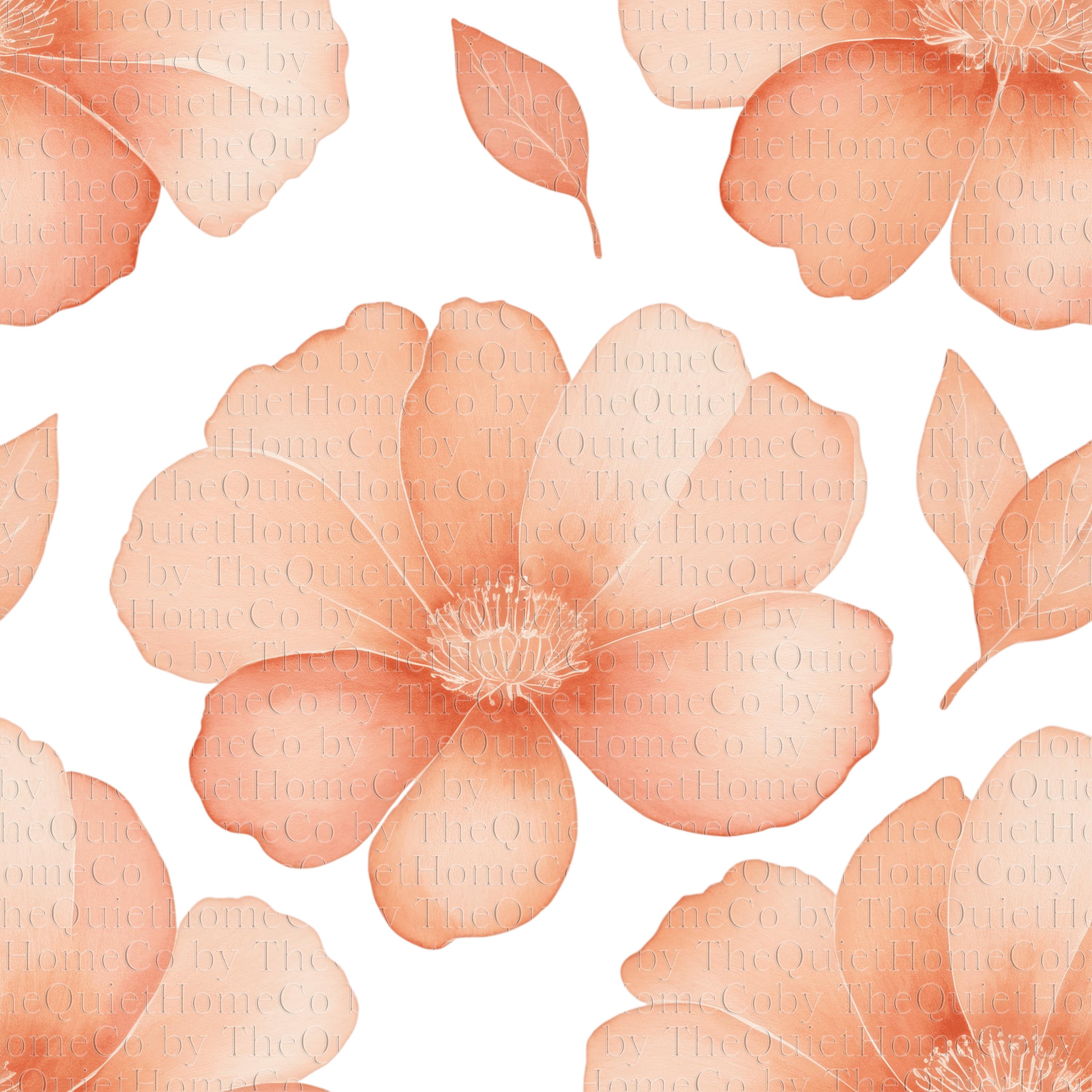 20 Peach Watercolor Flower Clipart Set, Floral Pngs (digital Download ...
