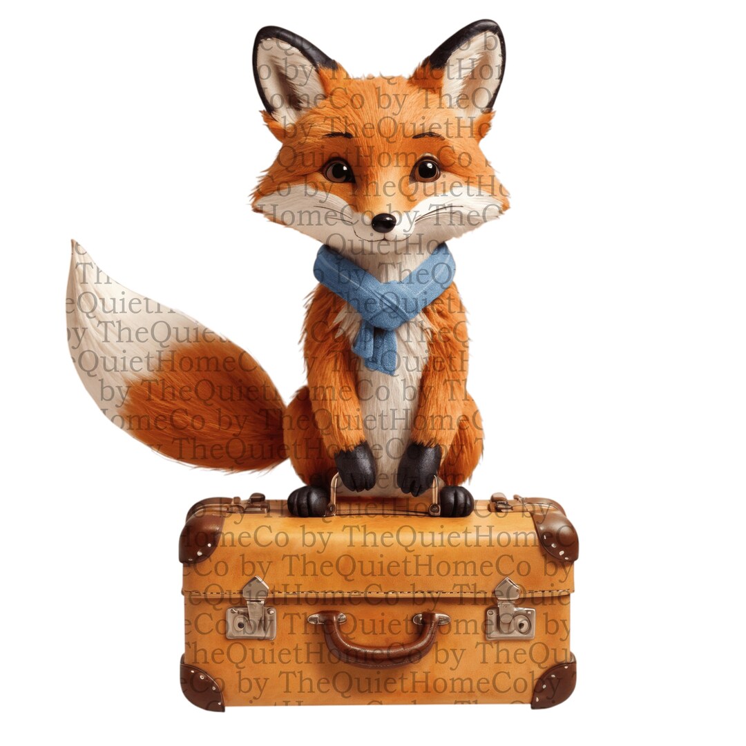 20 Watercolor Travel Fox Clipart Bundle | Suitcase, Map PNG (digital ...
